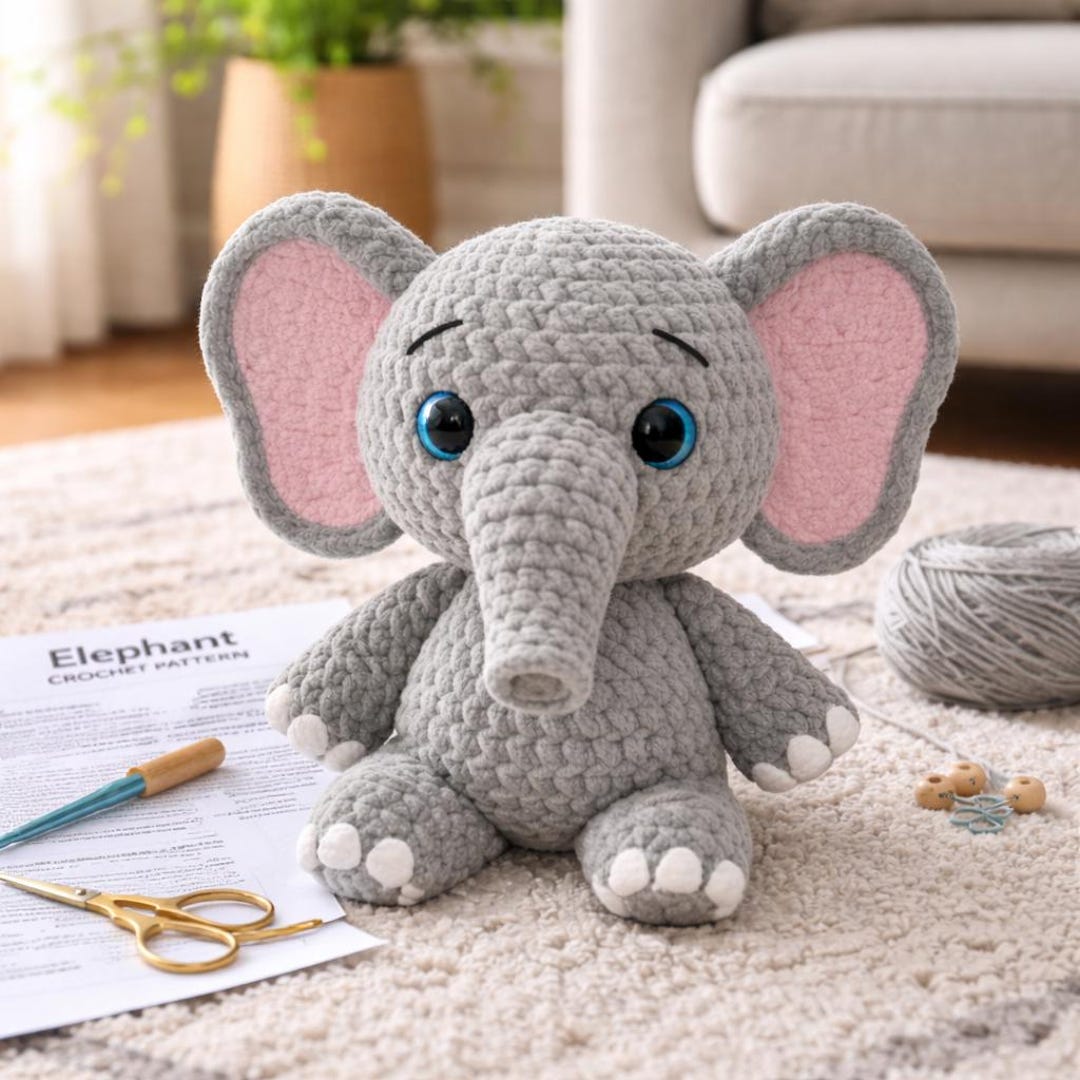 Crochet Elephant Pattern, Amigurumi Plush Toy, DIY Nursery Gift (PDF ...