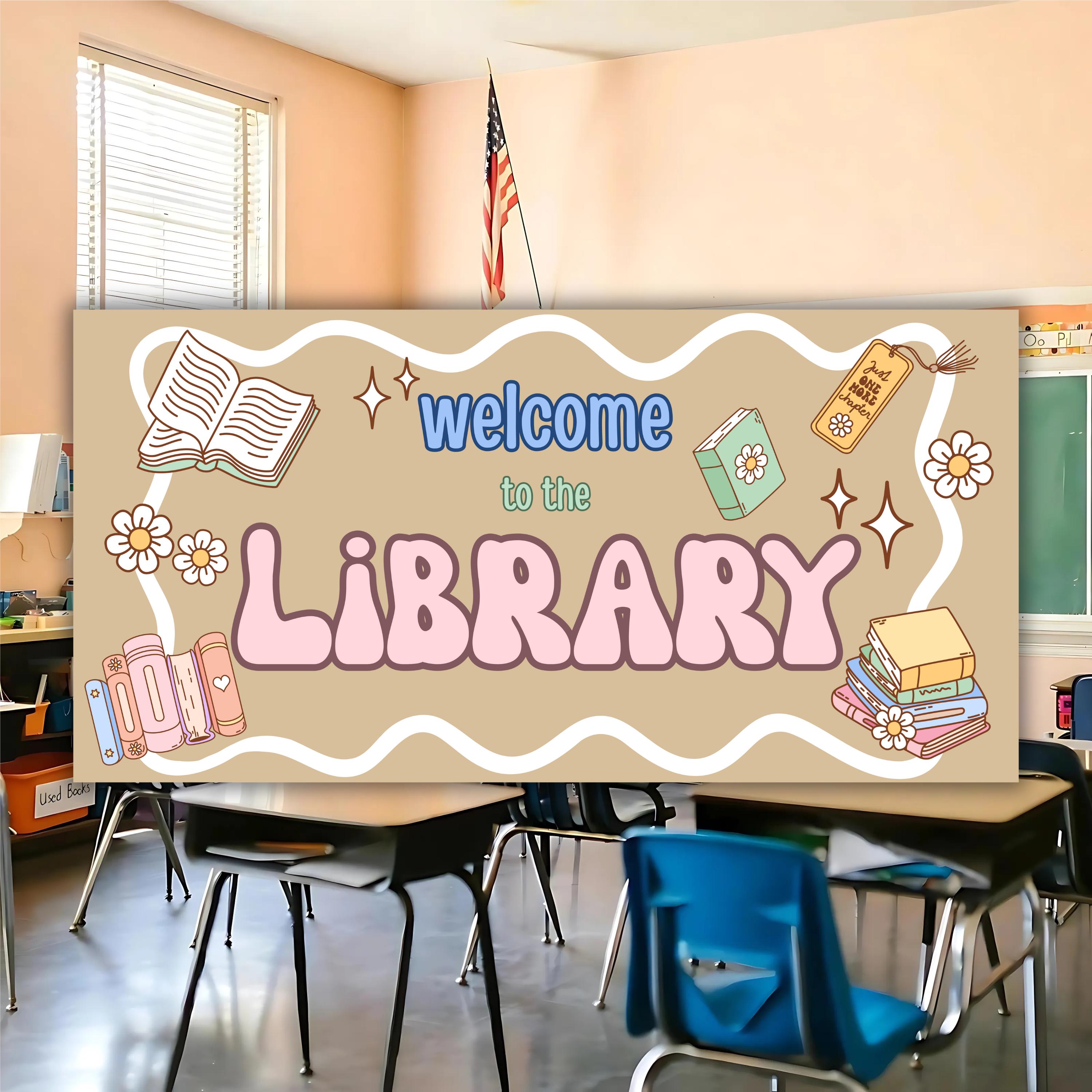 Groovy Welcome to the Library Painted Banner Template - Etsy