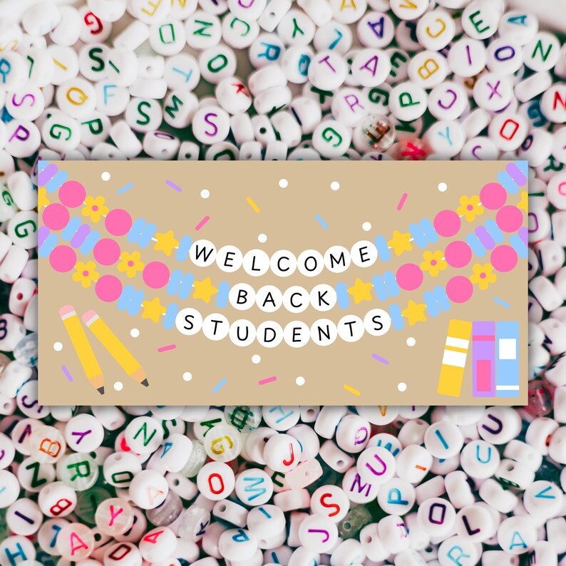 First Day of School Painted Banner Template | Friendship Bracelet Theme ...