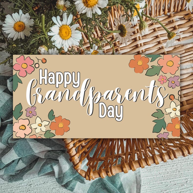 Grandparents Day Painted Banner Template | Floral Design - Etsy