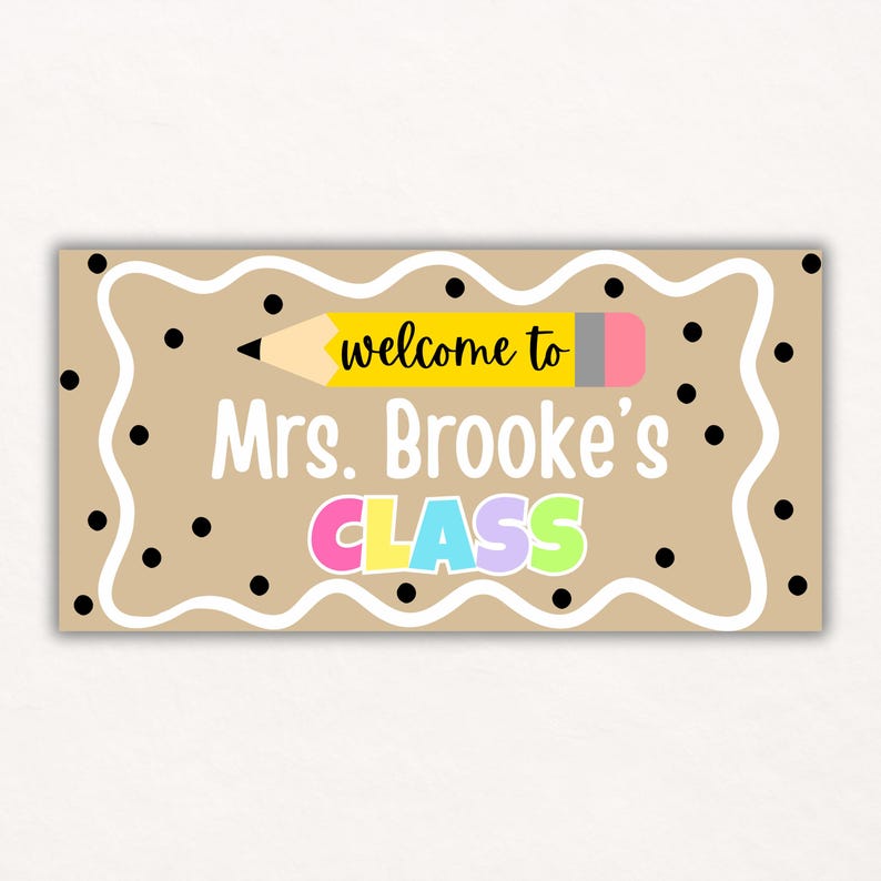 Custom Teacher Painted Banner Template | Pencil & Polka Dots - Etsy