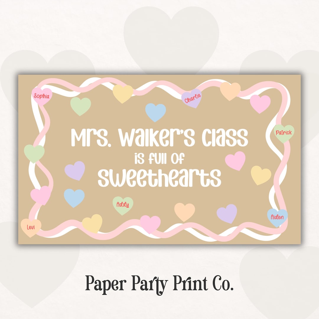 Valentine's Day Candy Hearts Classroom Painted Banner Template - Etsy