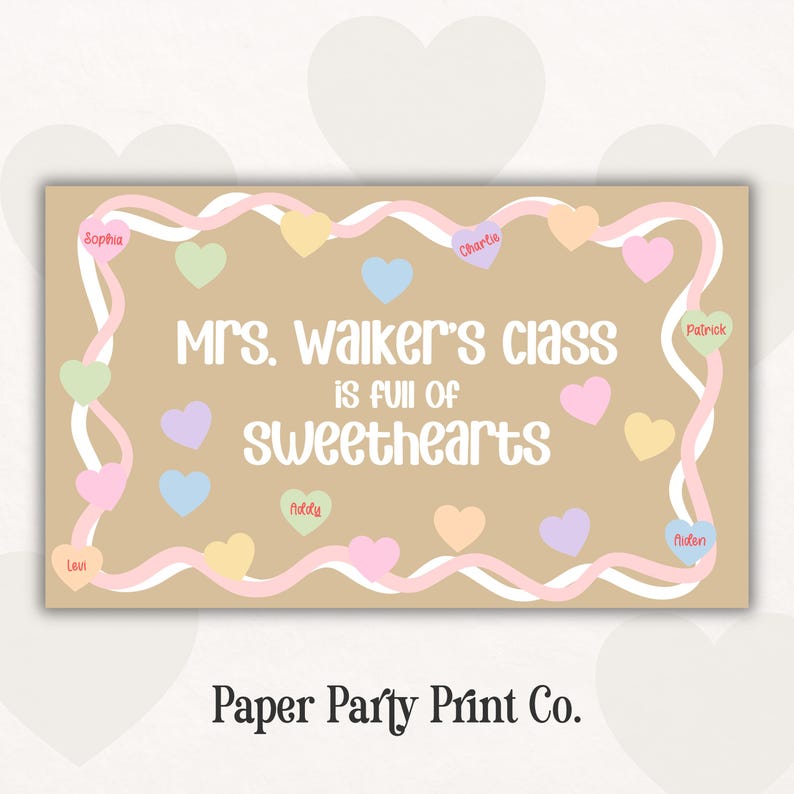Valentine's Day Candy Hearts Classroom Painted Banner Template - Etsy