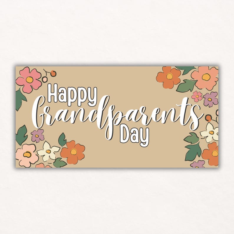Grandparents Day Painted Banner Template | Floral Design - Etsy