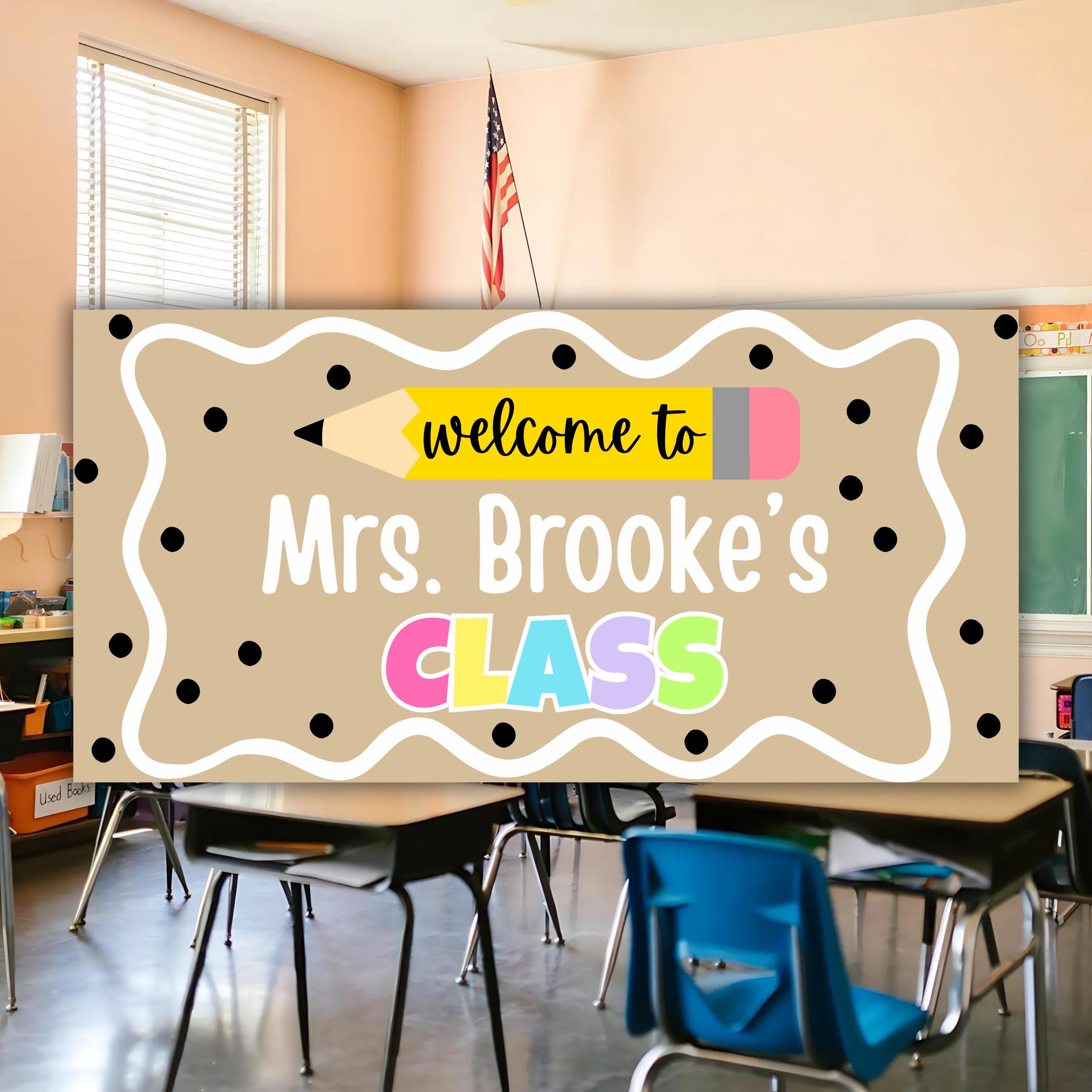 Custom Teacher Painted Banner Template | Pencil & Polka Dots - Etsy