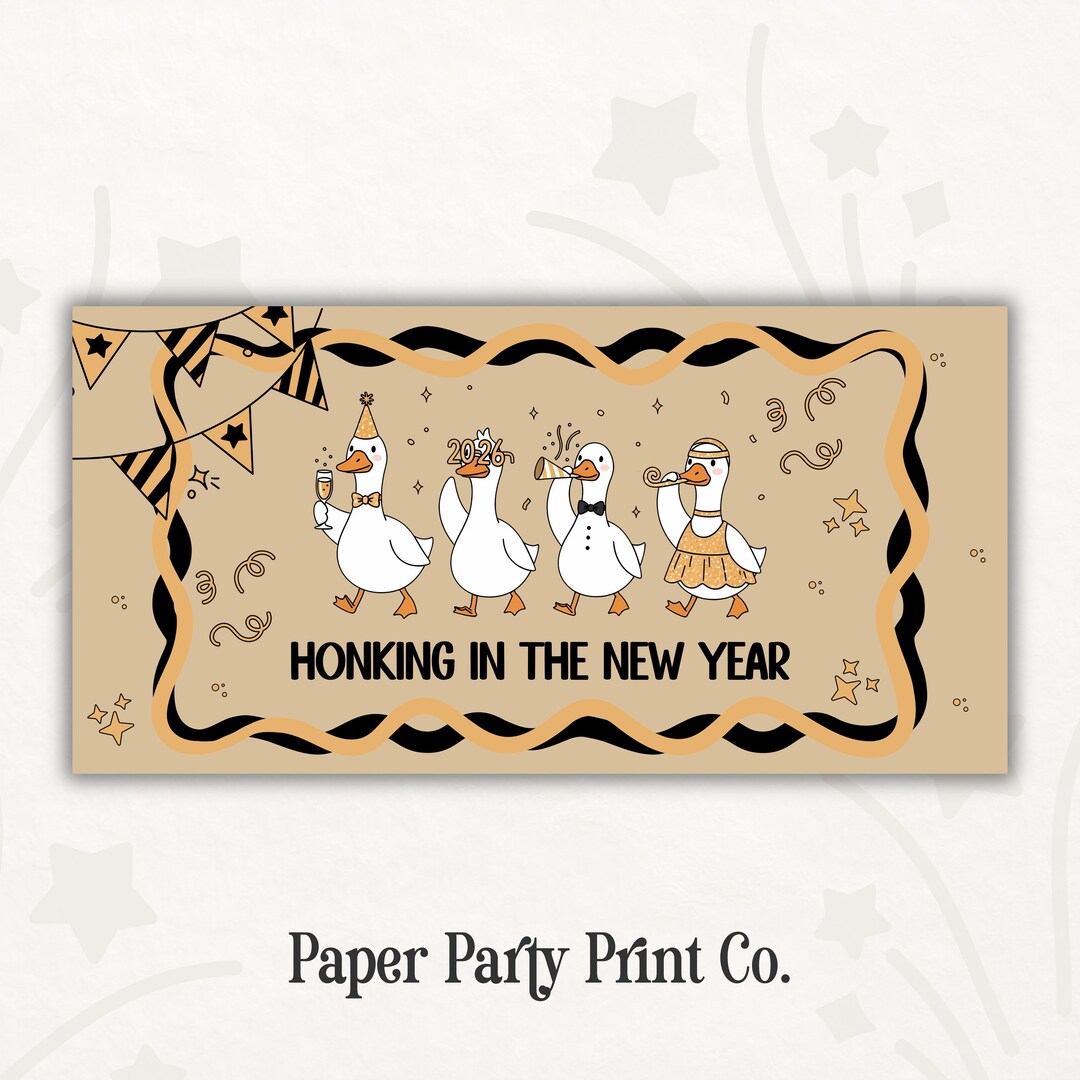 Honking in the New Year Geese Painted Banner Template - Etsy
