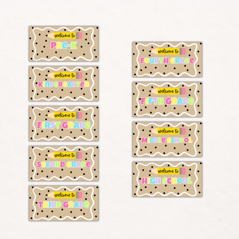 Grade Level Welcome Painted Banner Template | Pencil & Polka Dot Design ...