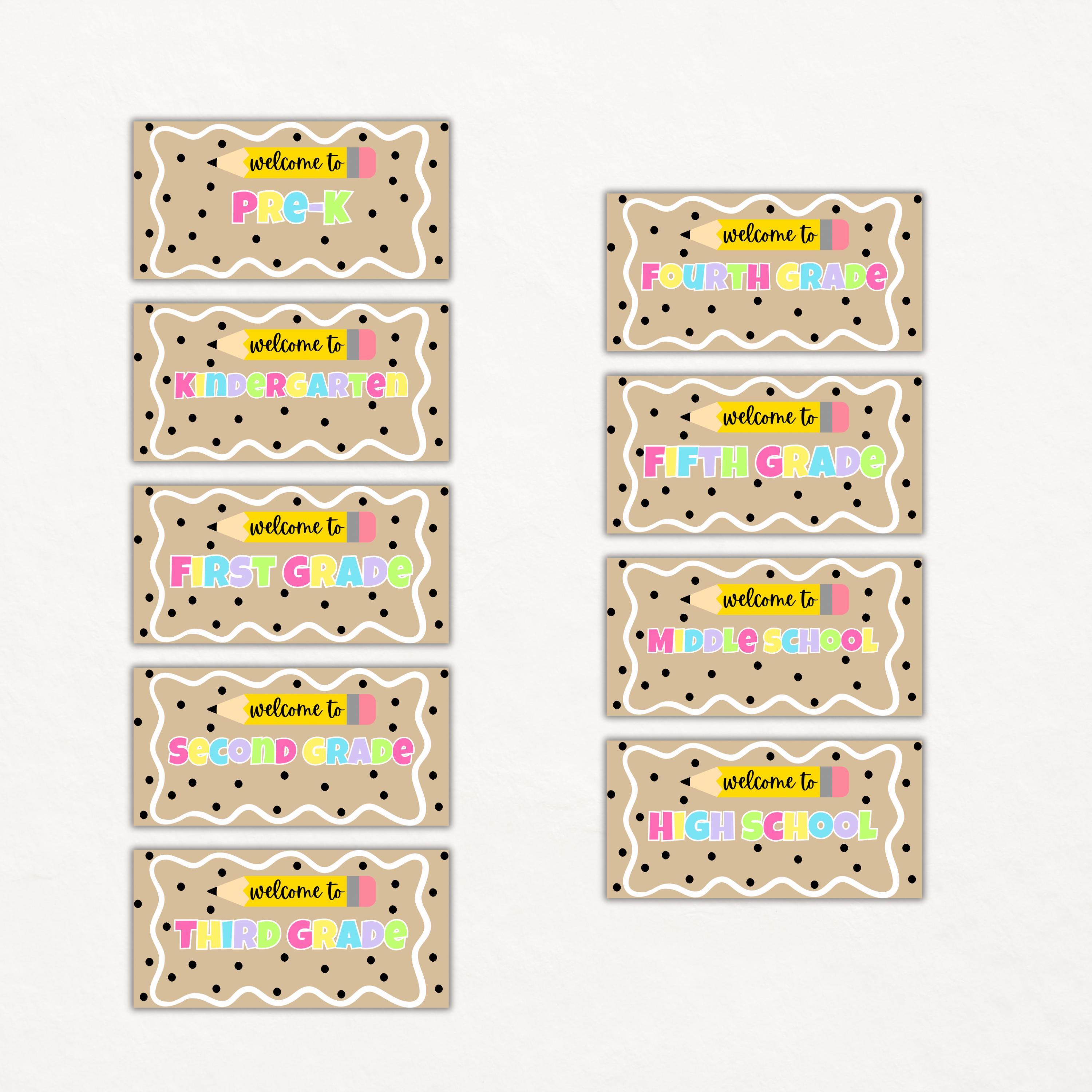 Grade Level Welcome Painted Banner Template | Pencil & Polka Dot Design ...
