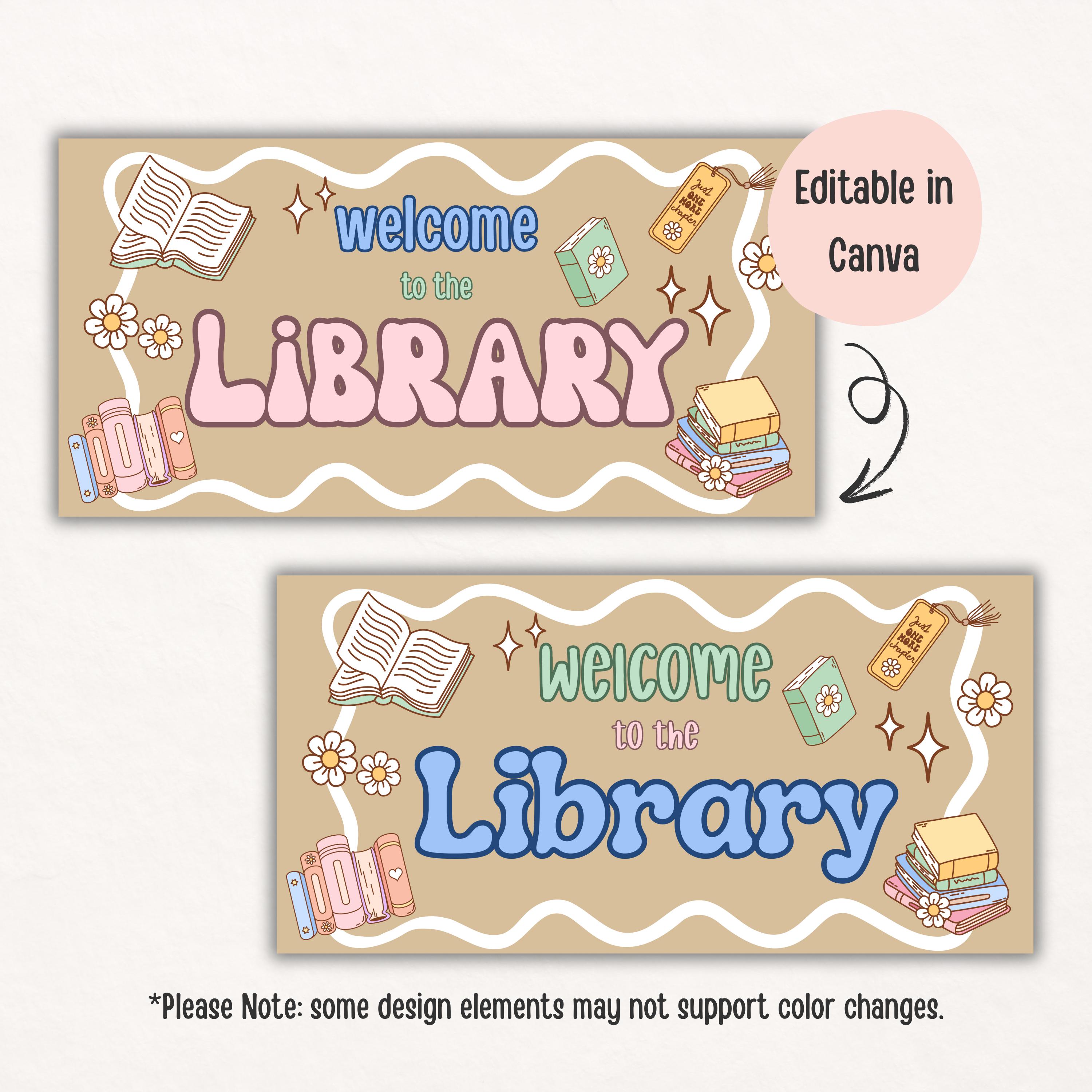Groovy Welcome to the Library Painted Banner Template - Etsy