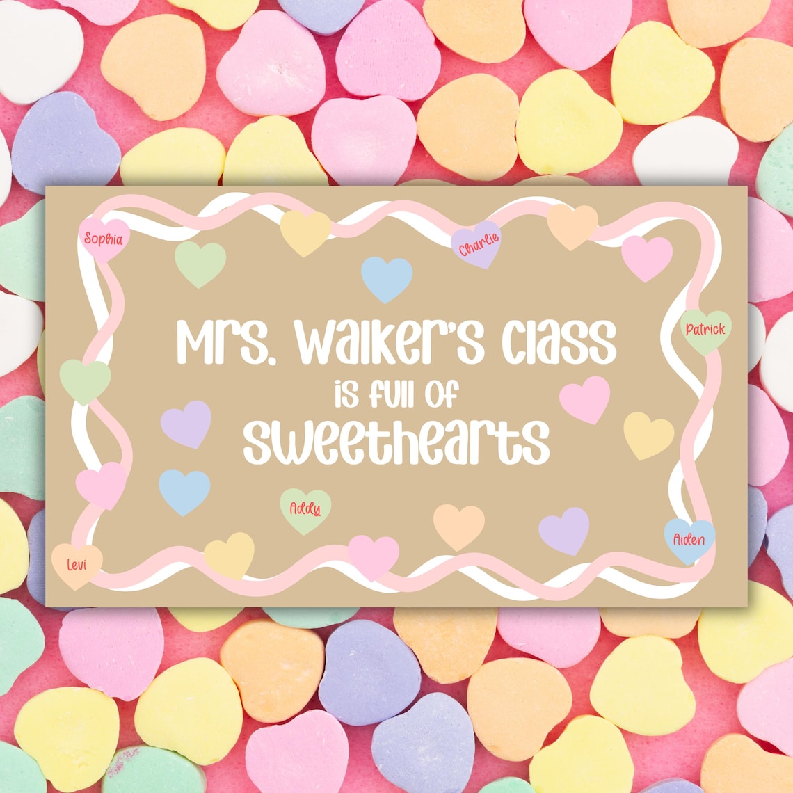 Valentine's Day Candy Hearts Classroom Painted Banner Template - Etsy