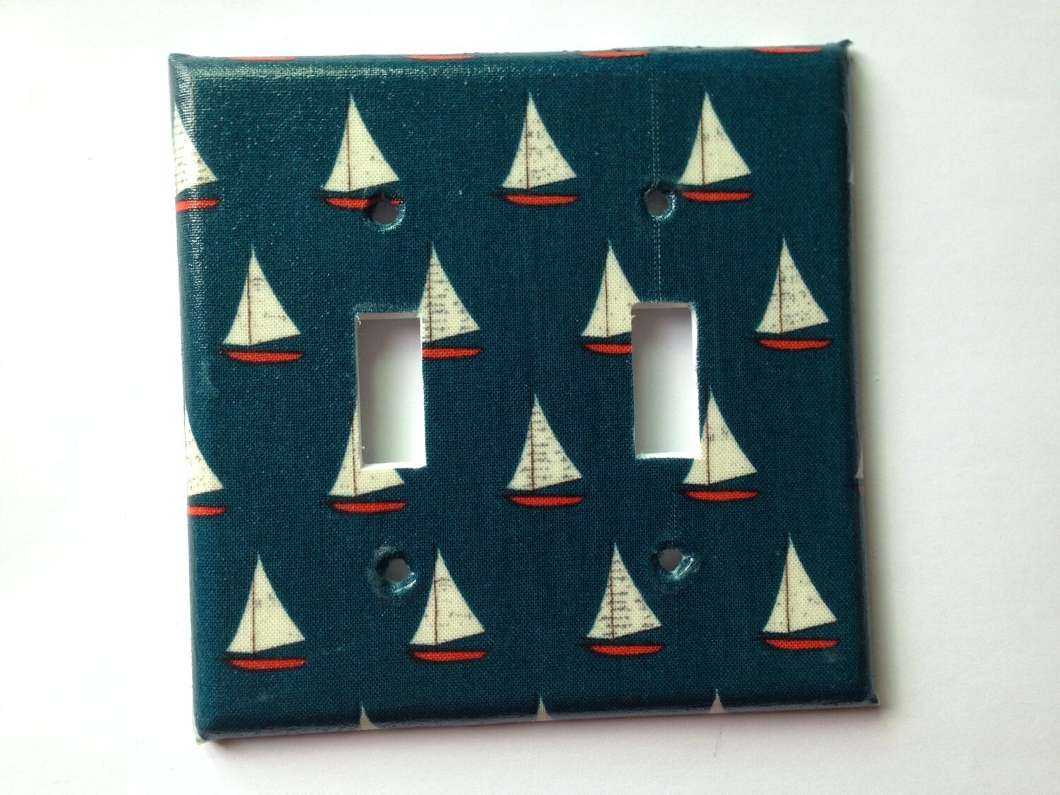 Navy Blue Sailboat Single Light Switch Plate Cover / Nautical Bedroom ...