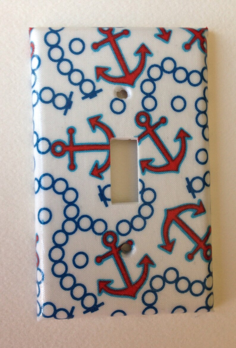 Anchor Light Switch Plate Cover/ Blue Red Nautical Anchors Single ...