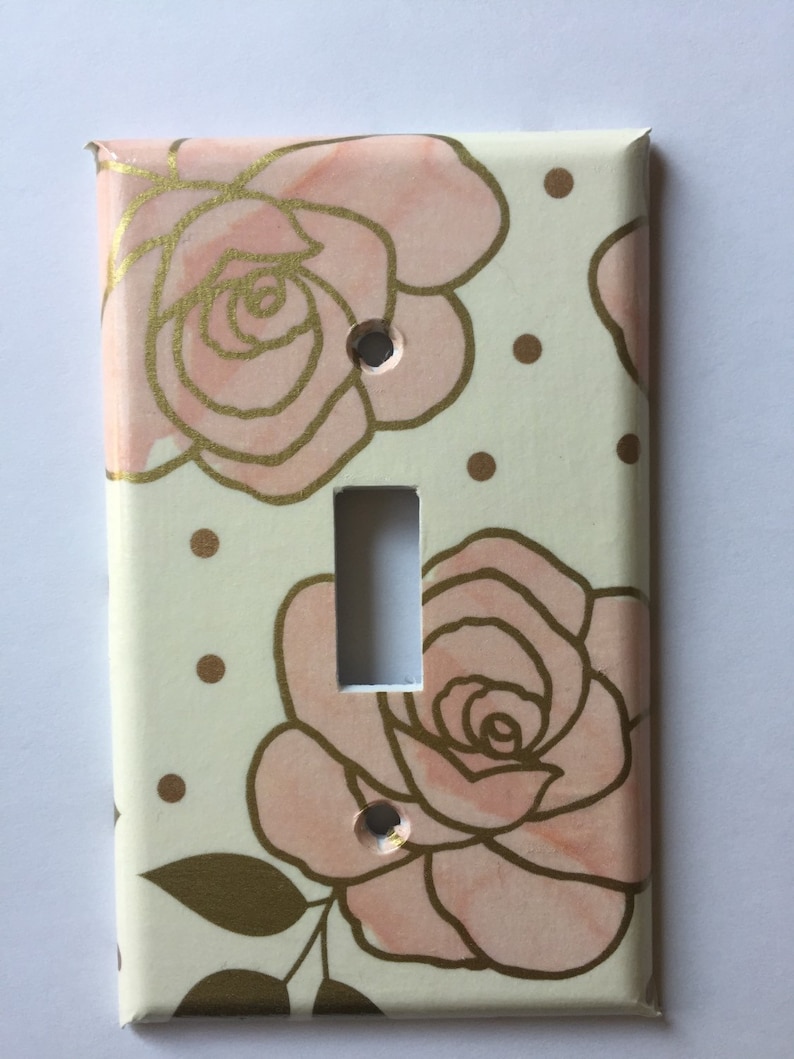 Gold Pink Floral Roses Single Light Switch Plate Cover Outlets - Etsy