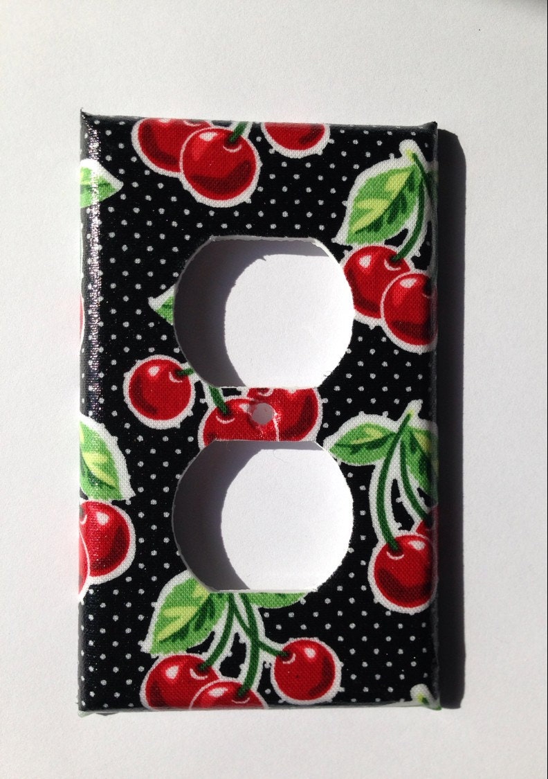 Cherry Light Switch Plate / Retro Cherries and Polka Dots - Etsy
