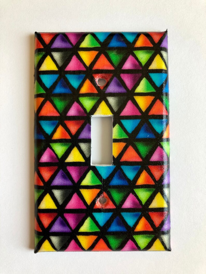 Stained Glass Triangle Light Switch Plate, Rainbow Decor - Etsy