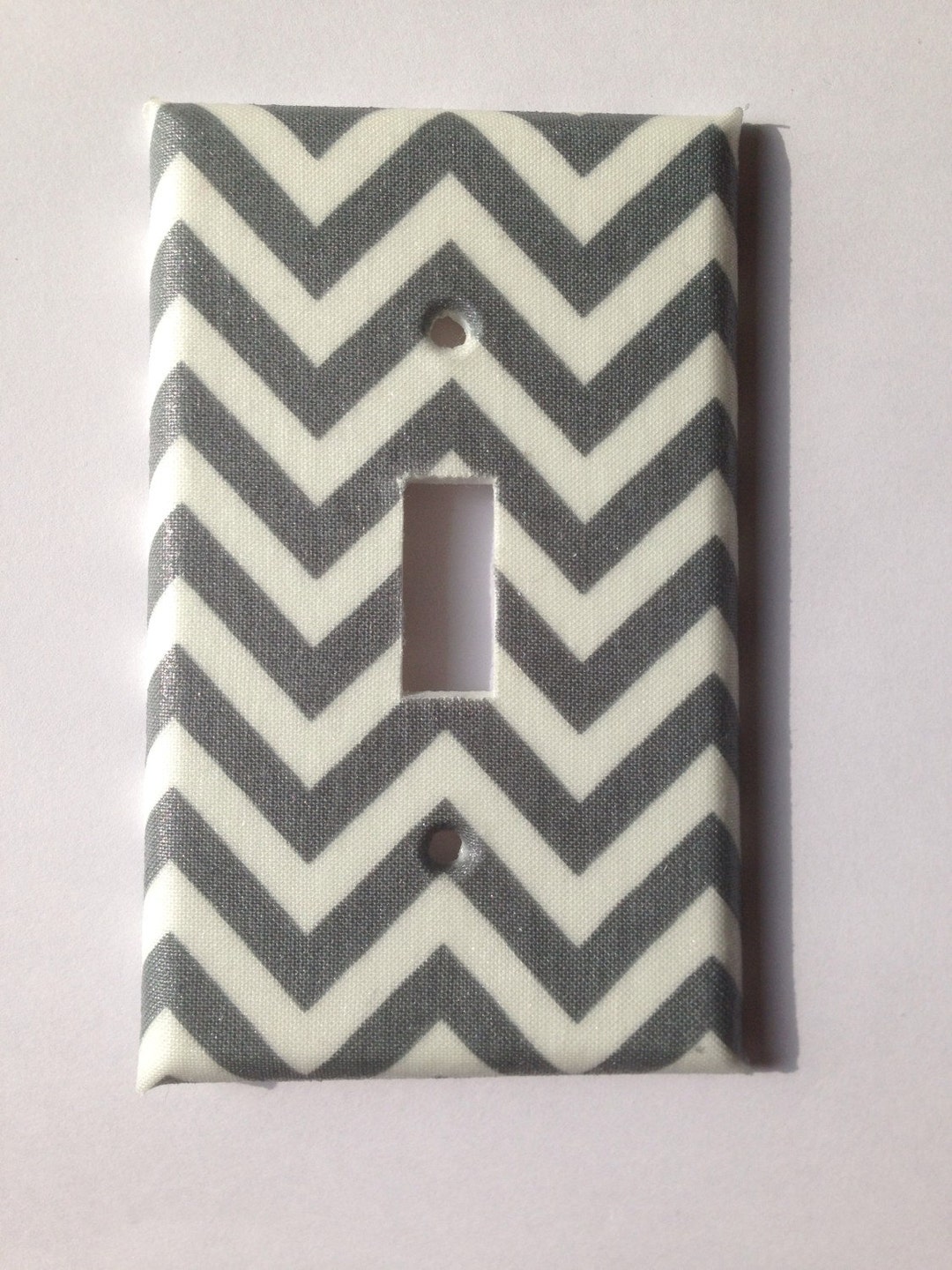 Gray and White Chevron Striped Single Light Switch Cover / Grey Home ...