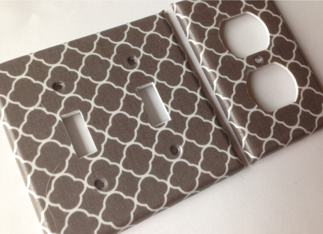 Grey Double Toggle Light Switch Plate / Light Gray Trellis Decor / Grey ...