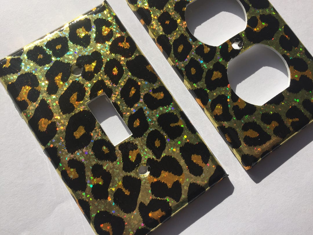 Gold Black Leopard Light Switch Plate Cover, Metallic Gold Home Decor ...