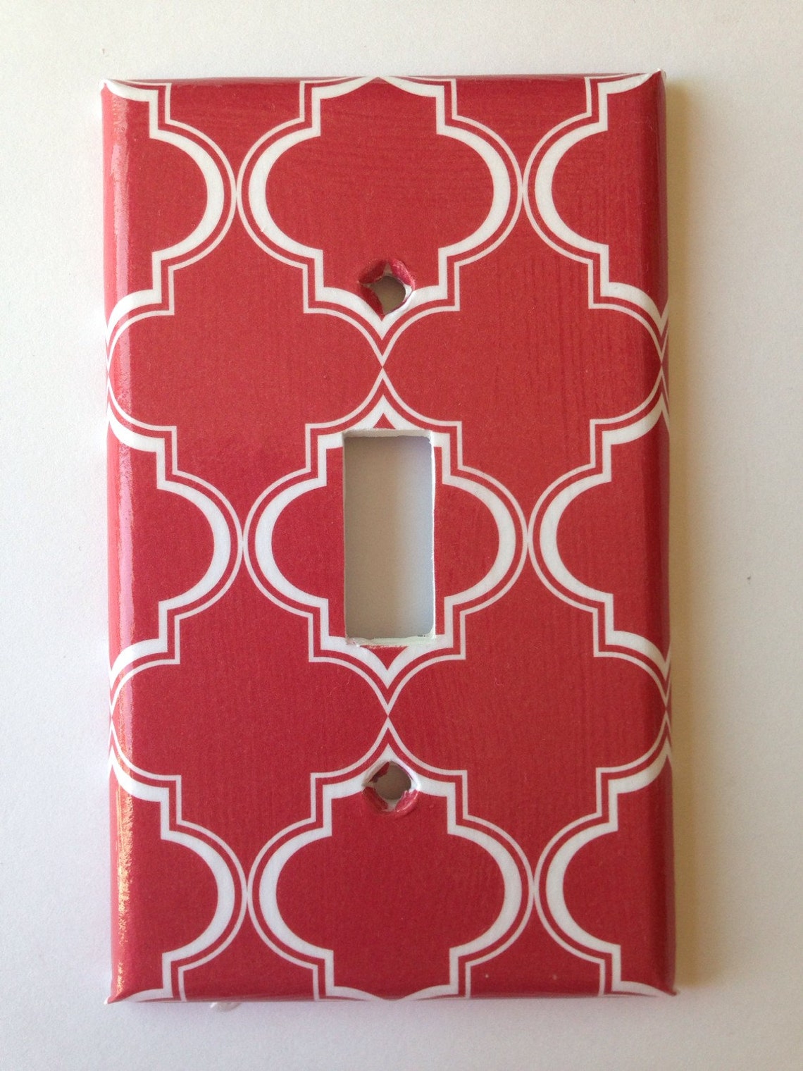 Red White Quatrefoil Double Light Switch Plate Cover / | Etsy