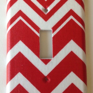 Chevron Light Switch Plate Cover/ Red and White Chevron Striped Light ...