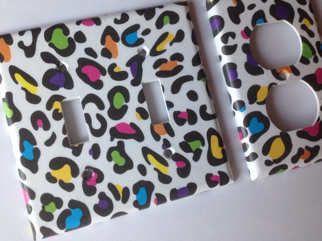 Leopard Light Switch Cover / Rainbow Leopard Double Light Switch Plate ...