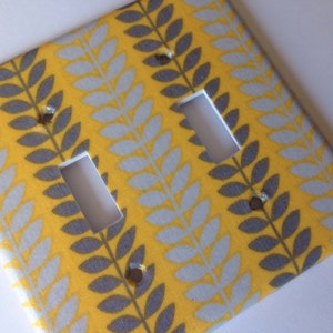 Yellow Gray Decor / Yellow and Gray Double Light Switch Cover/ Yellow ...