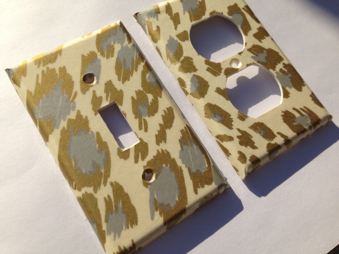 Gold Silver Leopard Light Switch Plate Cover / Gold Home Decor / Gold ...