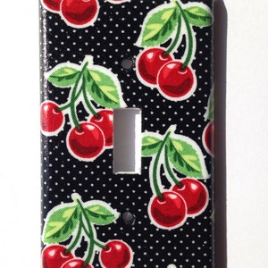 Cherry Light Switch Plate Retro Cherries and Polka Dots Double Light ...