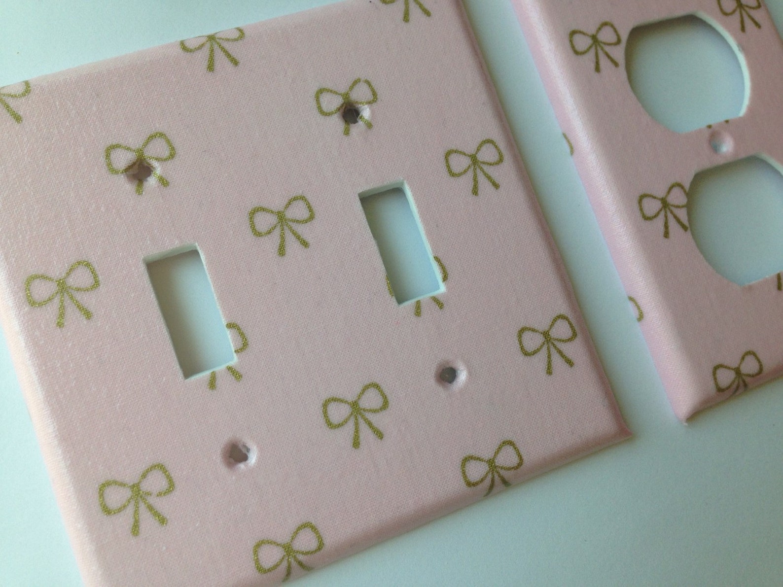 Pink Gold Metallic Bow Double Light Switch Plate Cover / Gold - Etsy