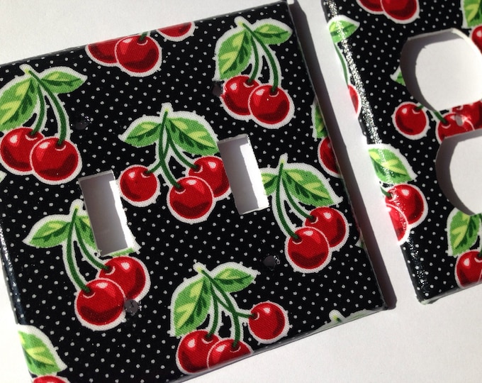 Cherry Light Switch Cover, Toggle Switch Cover, Midcentury, Rockabilly ...