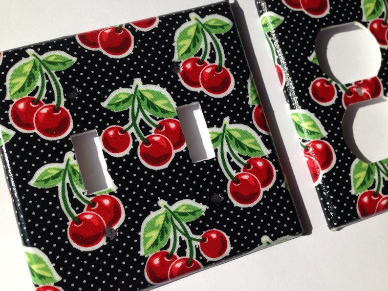 Cherry Light Switch Plate / Retro Cherries and Polka Dots - Etsy