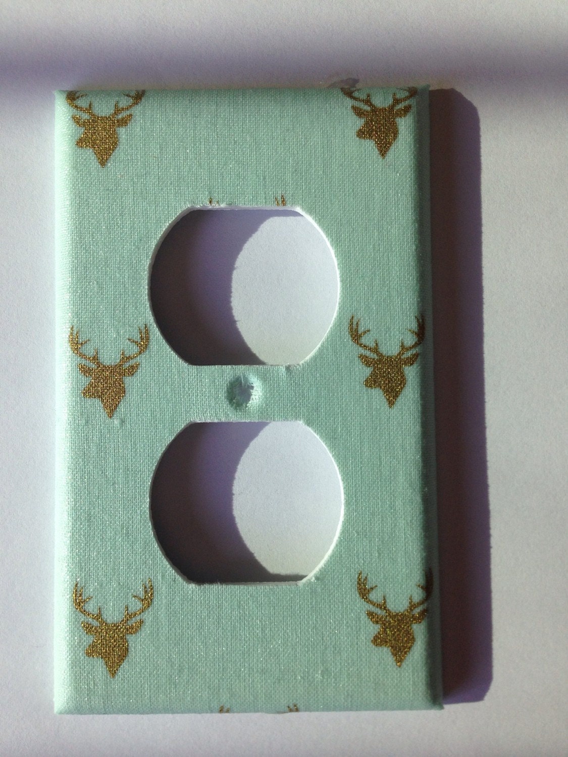 Gold Mint Green Deer Light Switch Cover / Gold Nursery Decor / | Etsy