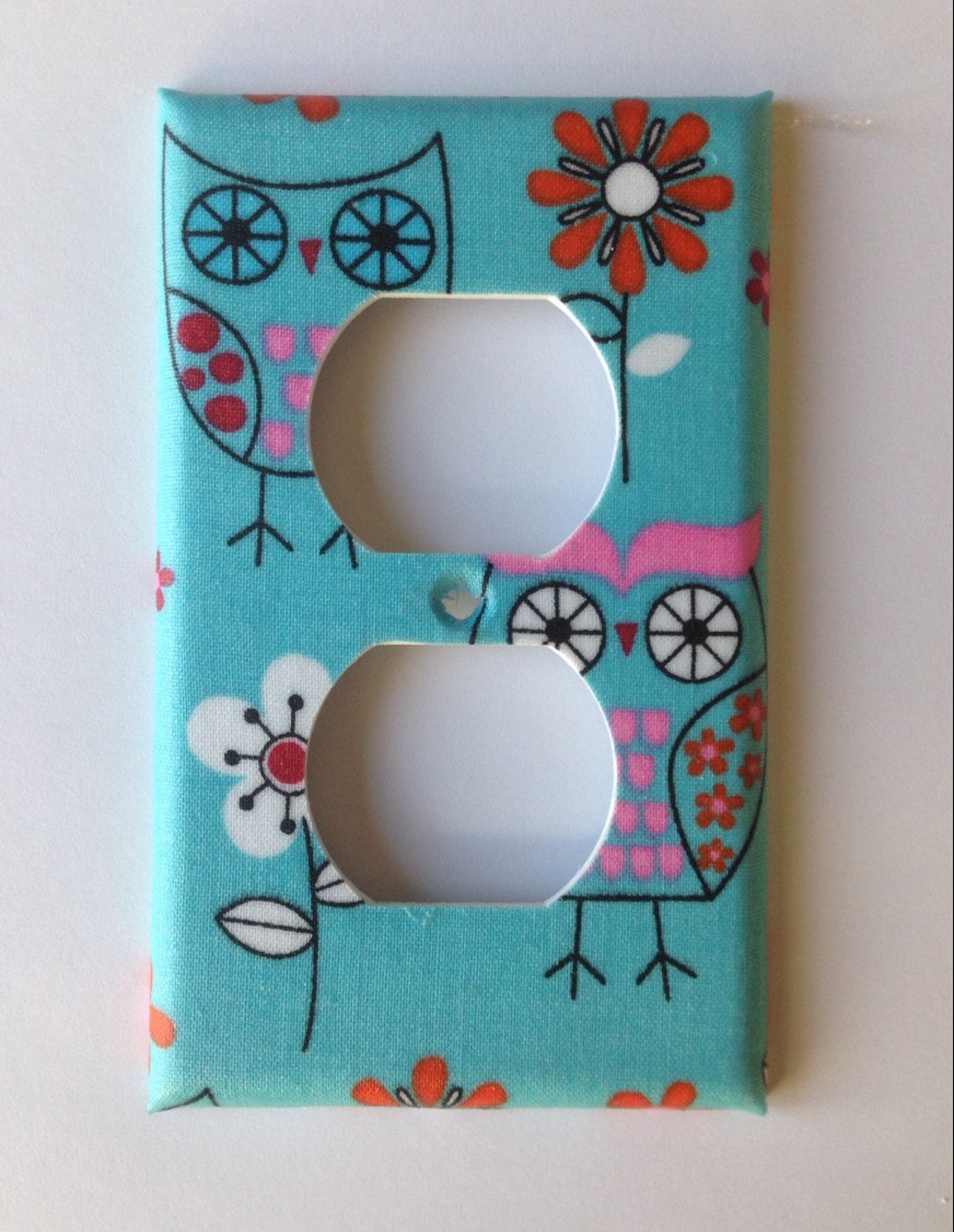 Owl Light Switch / AQUA Blue Coral Owls Single Light Switch Plate Cover ...