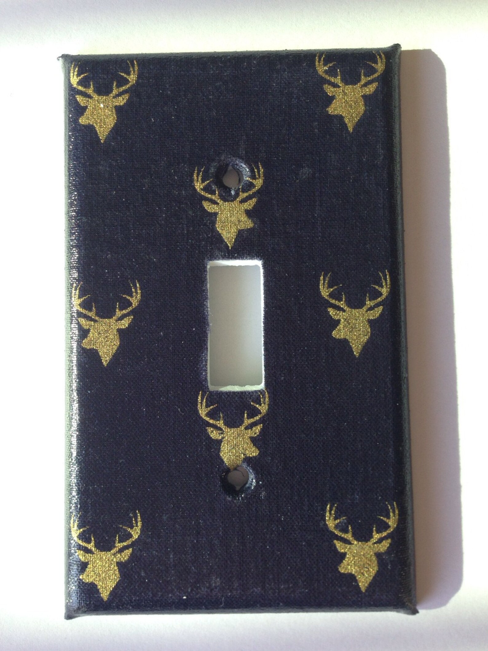 Gold Navy Blue Deer Light Switch Cover / Gold Nursery Decor / | Etsy