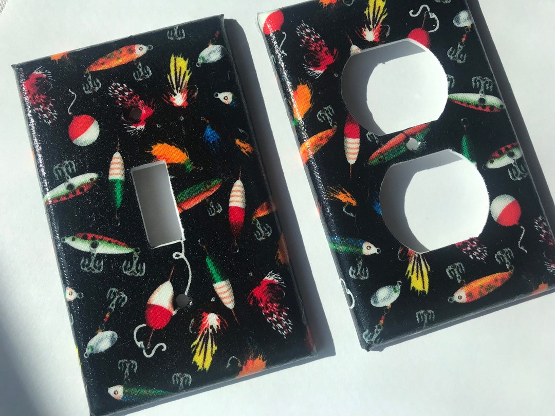 Fishing Lures Single Light Switch Plate Cover Nautical Bedroom Decor ...