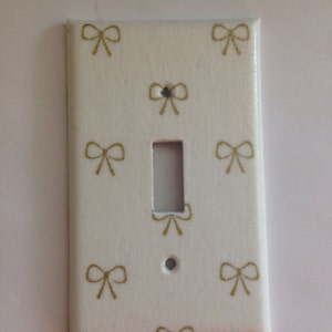 Gold White Bows Single Light Switch Plate Cover Outlets Gold Home Decor ...