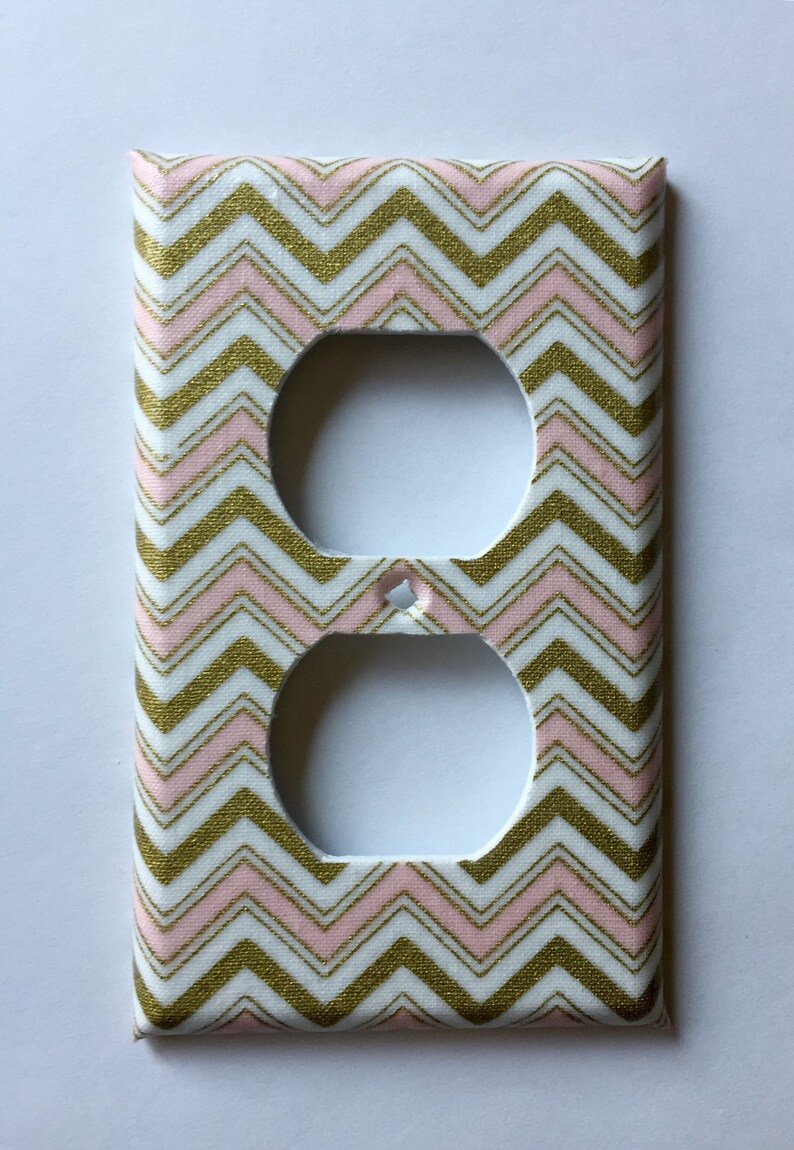 Pink Gold Chevron Single Light Switch Plate Cover Outlets / | Etsy
