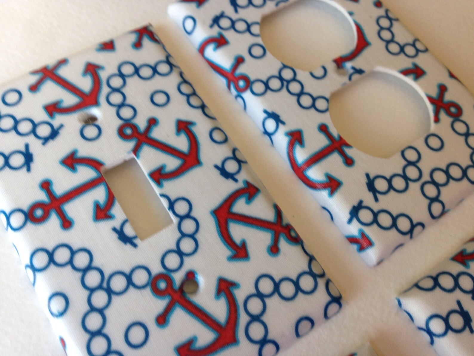 Anchor Light Switch Plate Cover/ Blue Red Nautical Anchors Single ...