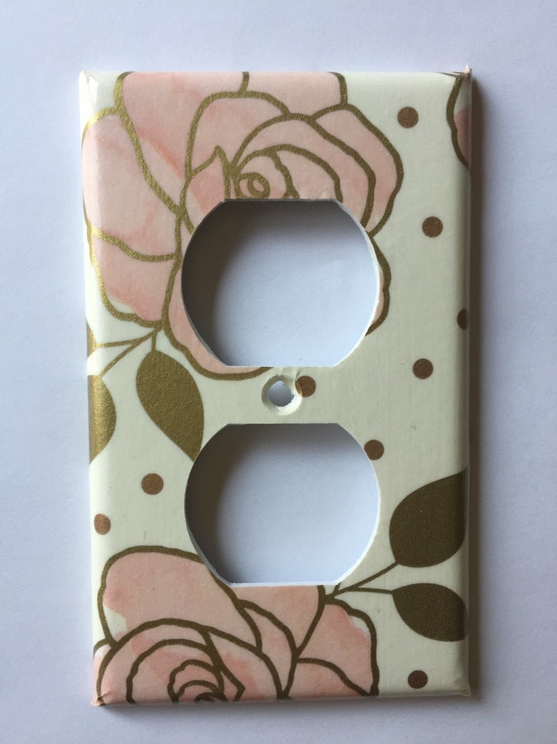 Gold Pink Floral Roses Single Light Switch Plate Cover Outlets - Etsy