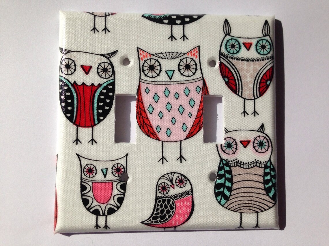 Owl Light Switch Cover, Coral Turquoise Nursery Decor - Etsy