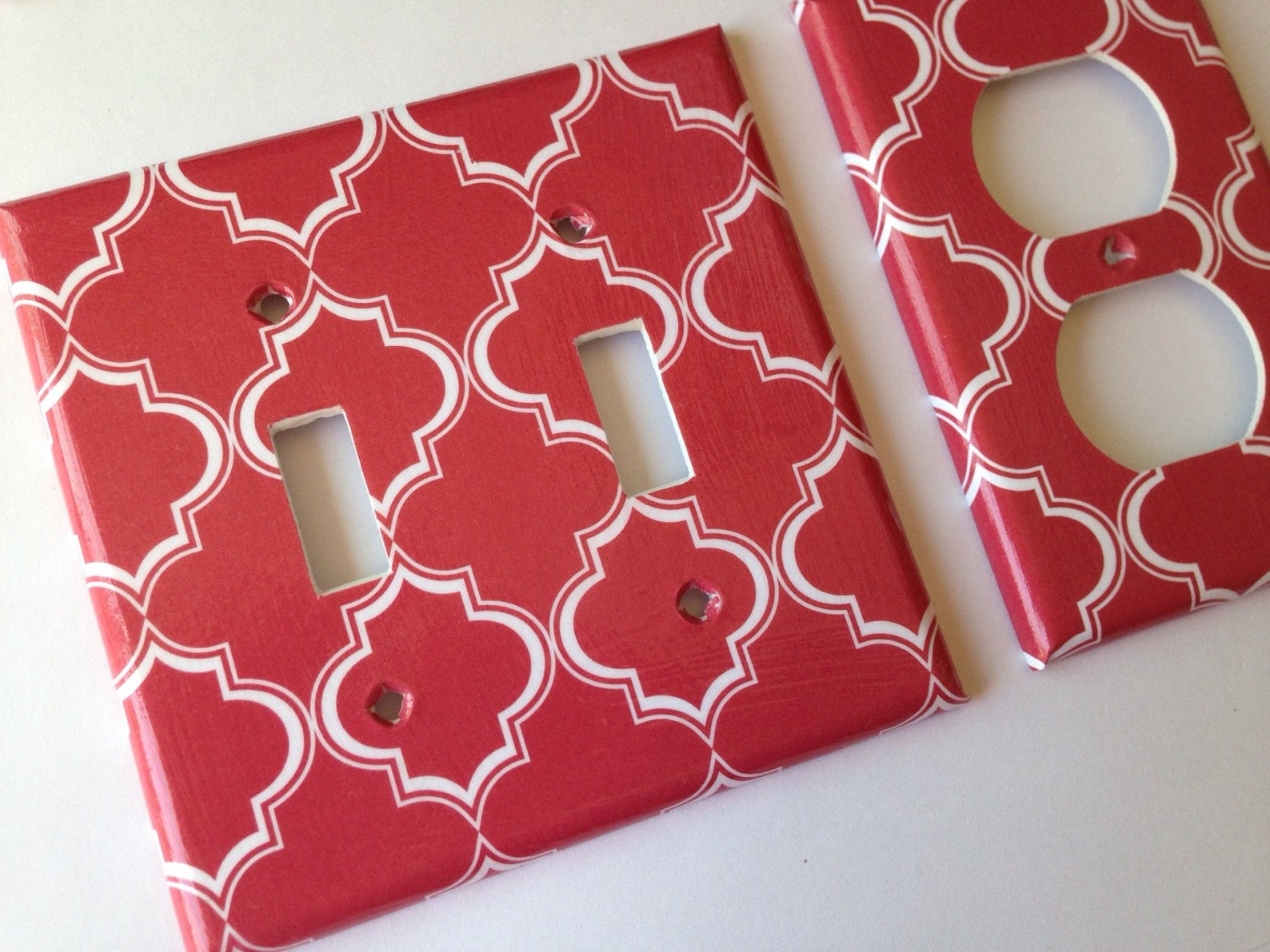 Red White Quatrefoil Double Light Switch Plate Cover / - Etsy
