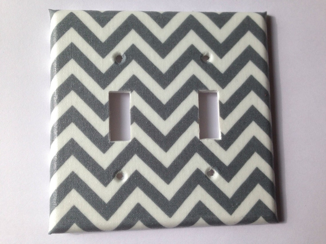Gray and White Chevron Striped Single Light Switch Cover / - Etsy