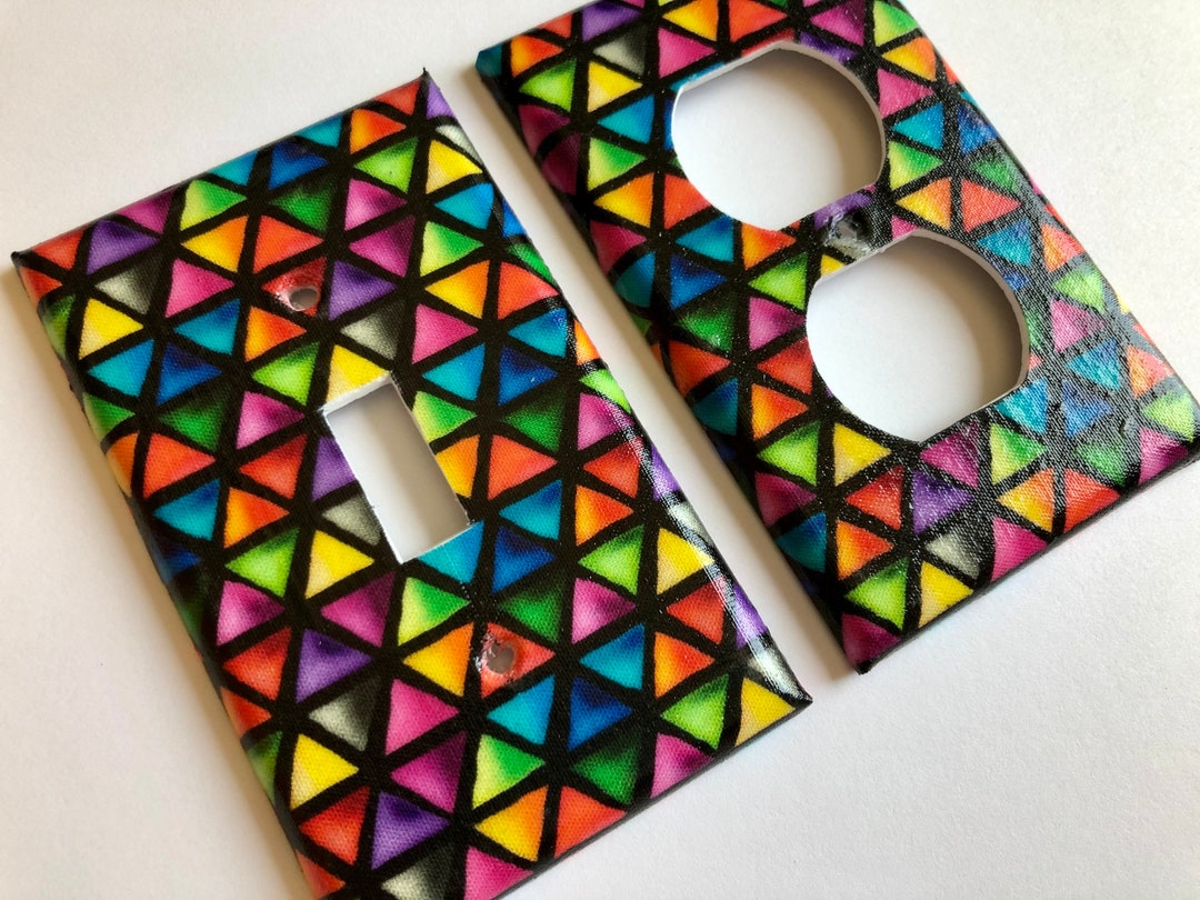 Stained Glass Triangle Light Switch Plate, Rainbow Decor - Etsy