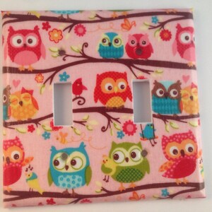 Owl Light Switch Plate / Pink Purple Yellow Owls Single Light Switch ...