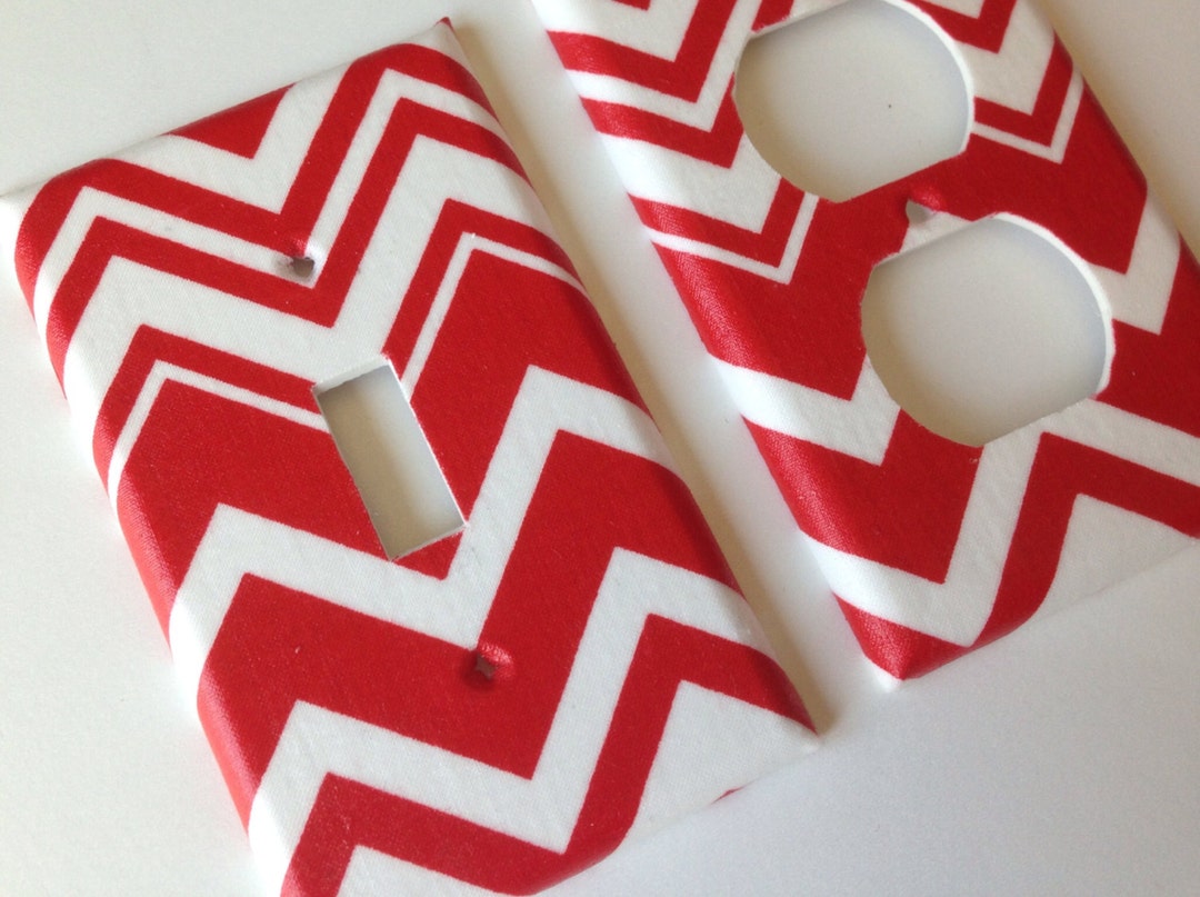Chevron Light Switch Plate Cover/ Red and White Chevron Striped Light ...