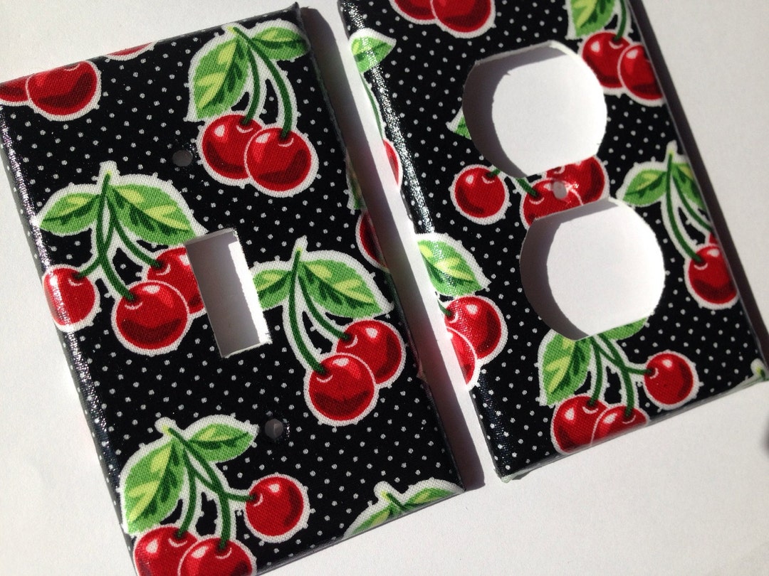 Retro Cherry Light Switch Plate: Black Polka Dot Kitchen Decor - Etsy