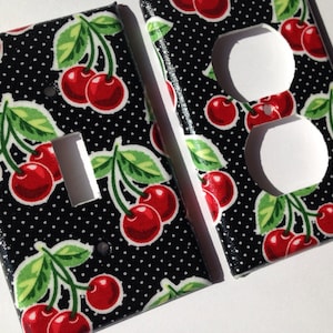 Retro Cherry Light Switch Plate: Black Polka Dot Kitchen Decor - Etsy