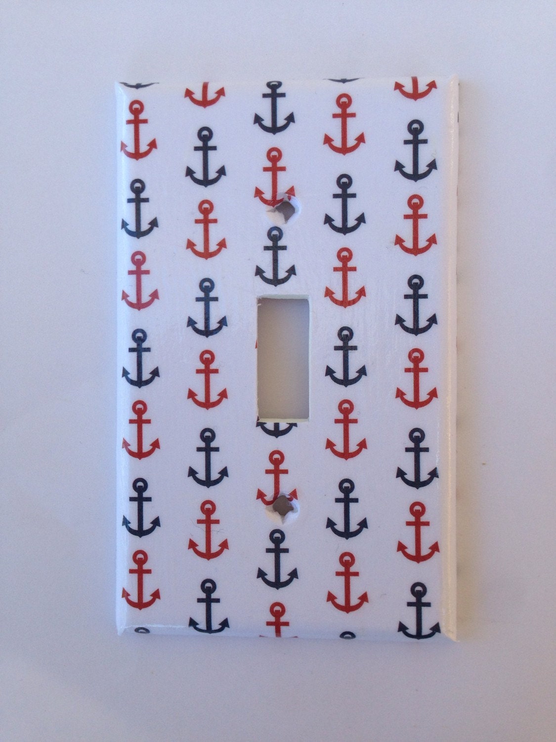 Nautical Light Switch Cover, Navy Blue & Red Anchors, Nursery Decor - Etsy