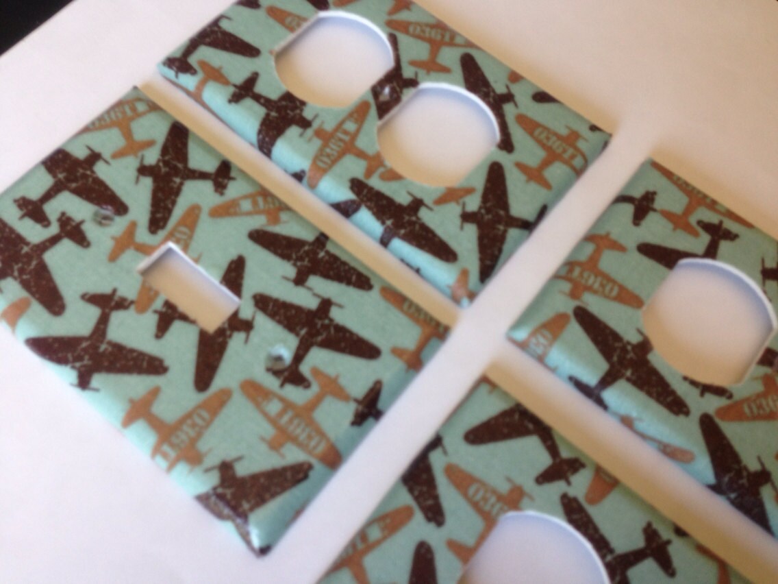 Airplane Light Switch Plate Cover Vintage Airplane Decor | Etsy