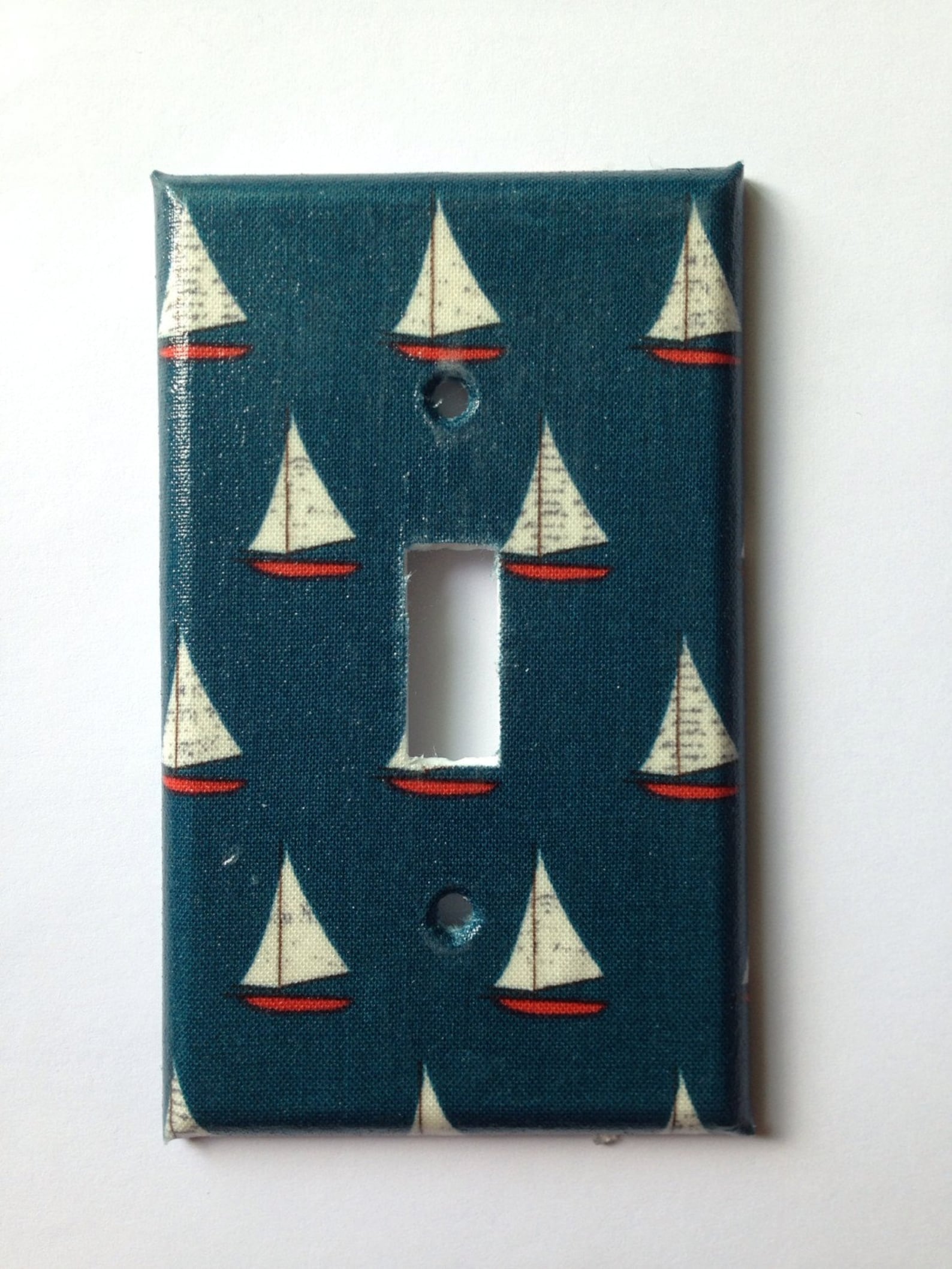 Navy Blue Sailboat Single Light Switch Plate Cover / Nautical Bedroom ...